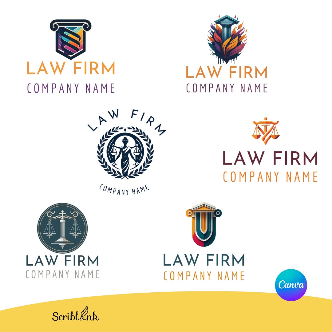 Custom Lawyer Logo Design, Canva 6 Editable Law Firm Logo, Legal ...