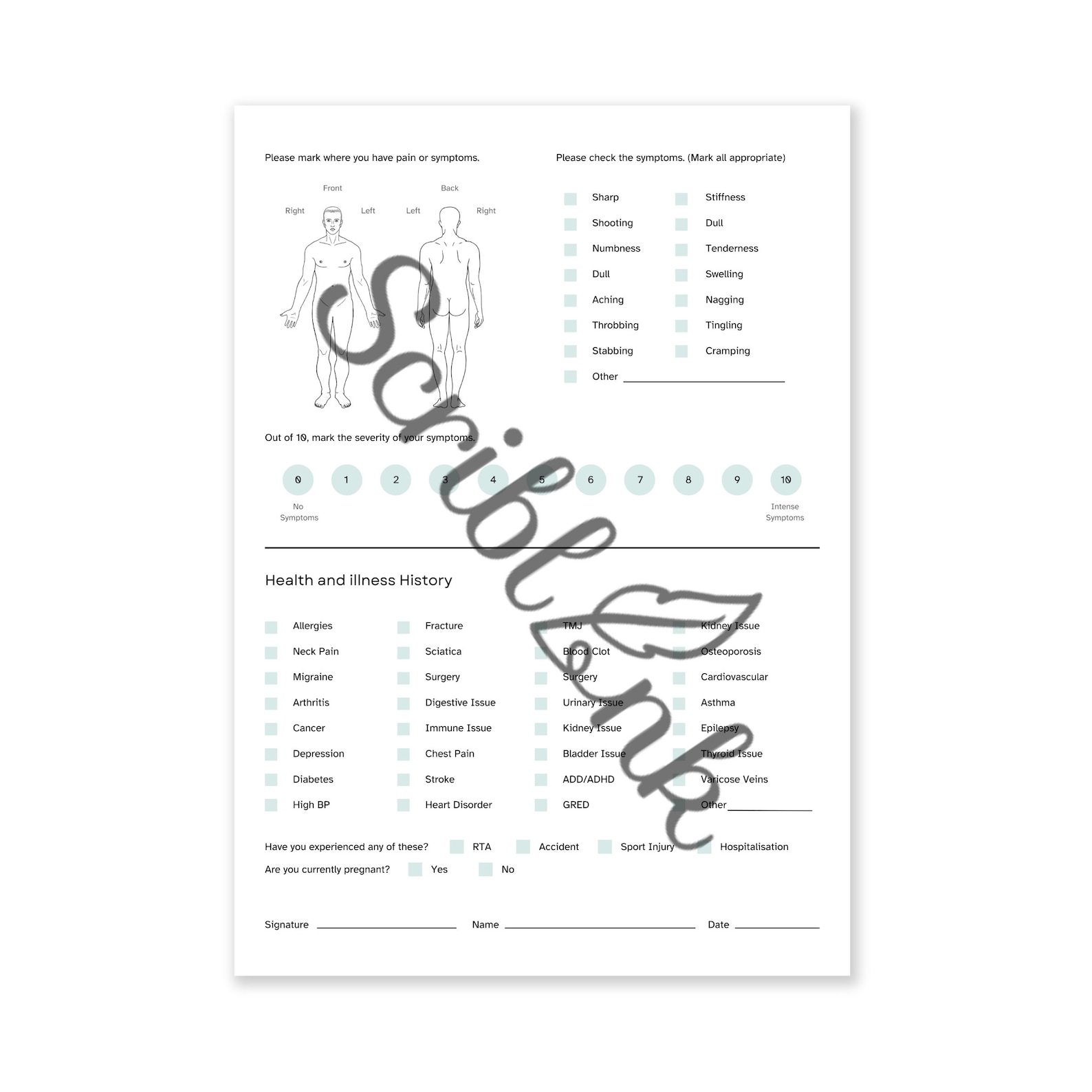 Chiropractic New Patient Information/ History/ PDF Canva Template ...