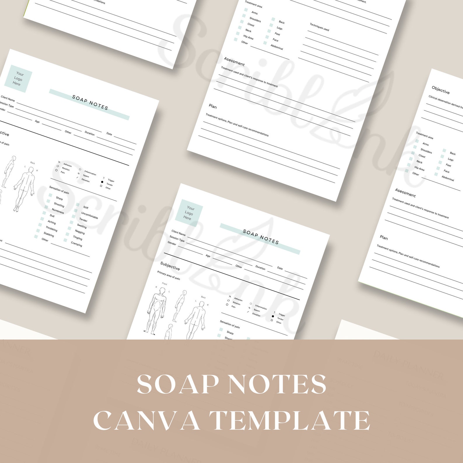 SOAP NOTES Template, Massage Therapy, PDF Canva Template Downloadable ...