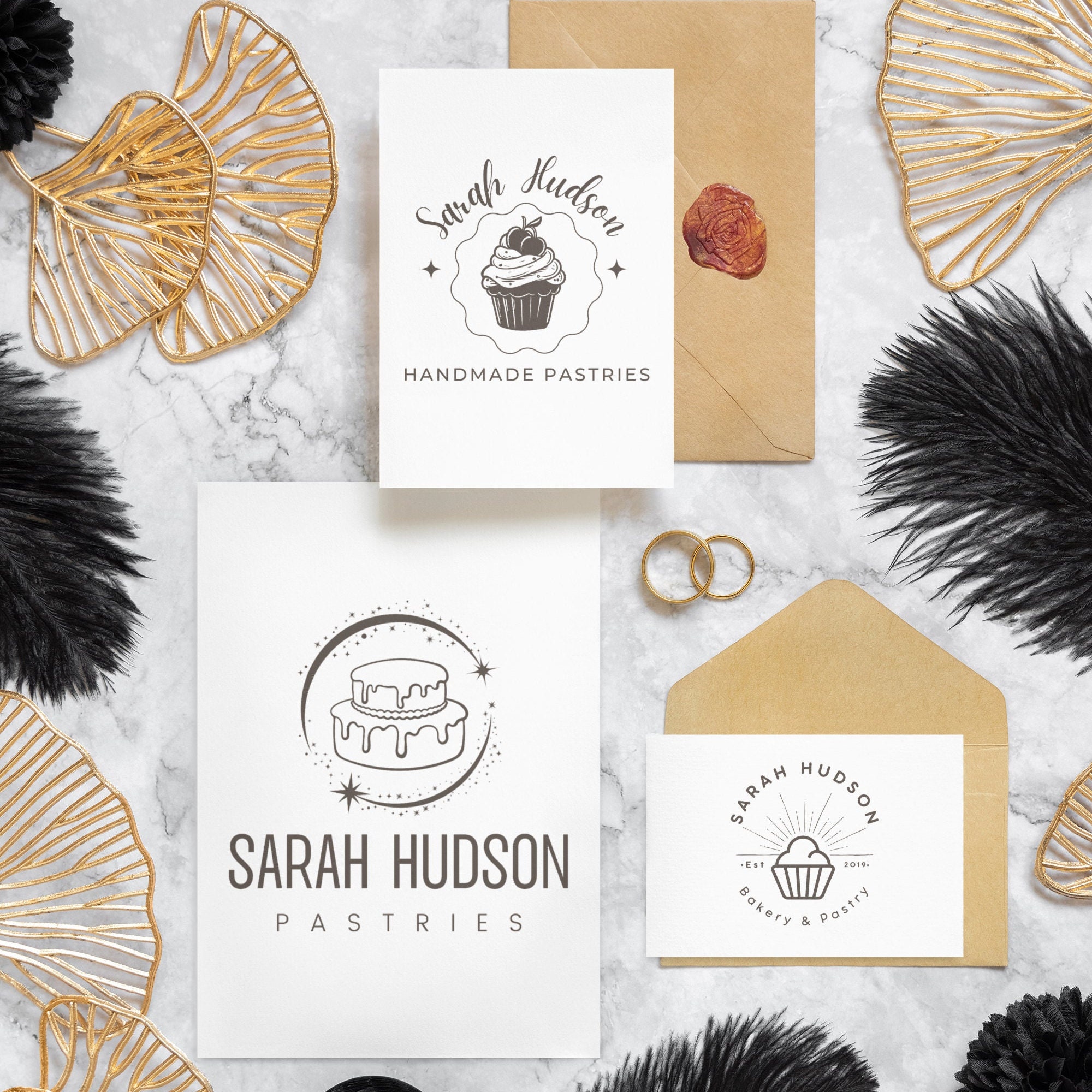 Custom Bakery Logo, Modern Pastry Logo, Canva 6 Editable Cake Shop ...