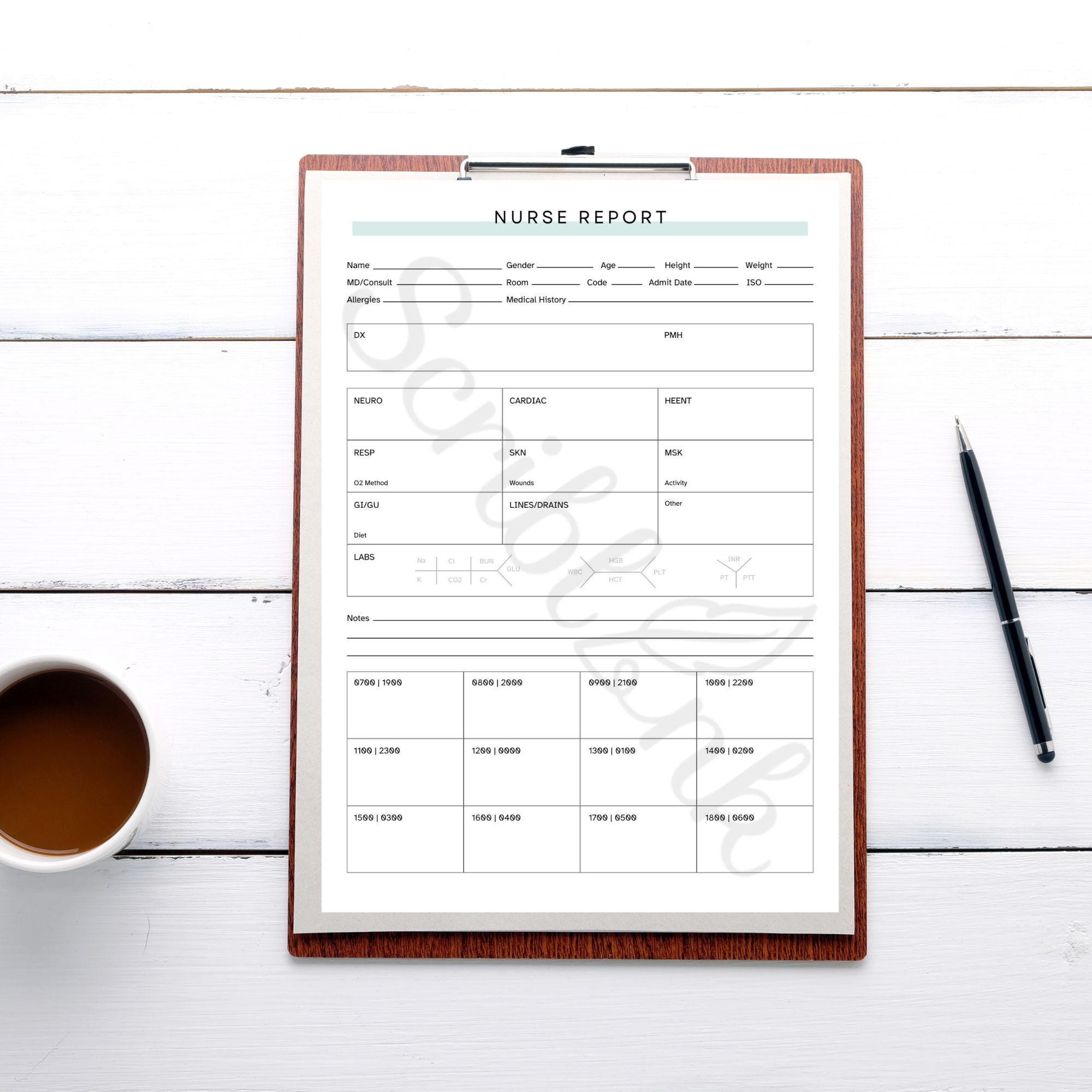 Nurse Report Sheet: RN Handoff Tool, Med Surg, Peds (canva Template ...