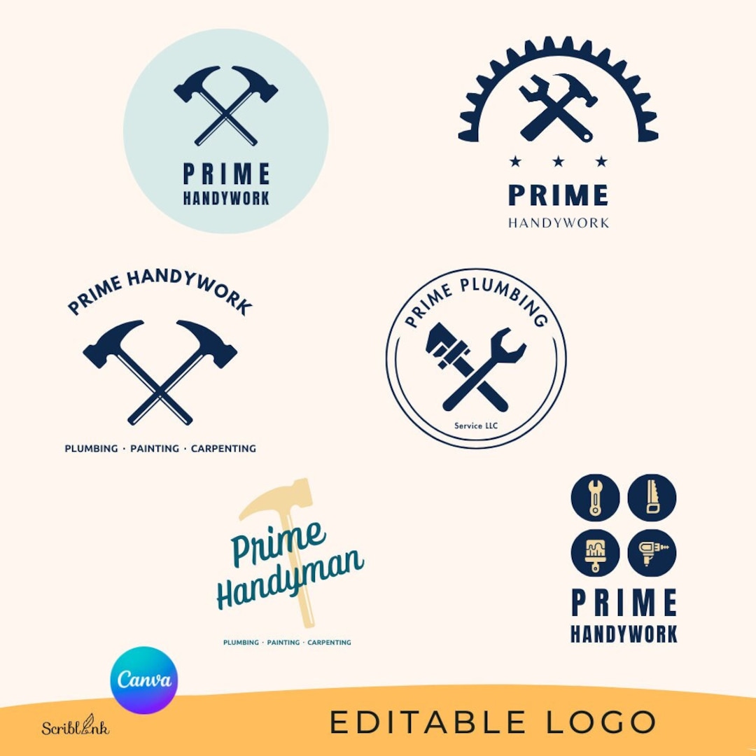 Handyman Logo Canva 6 Editable Handyman Svg Repair Logo Mechanic Svg ...