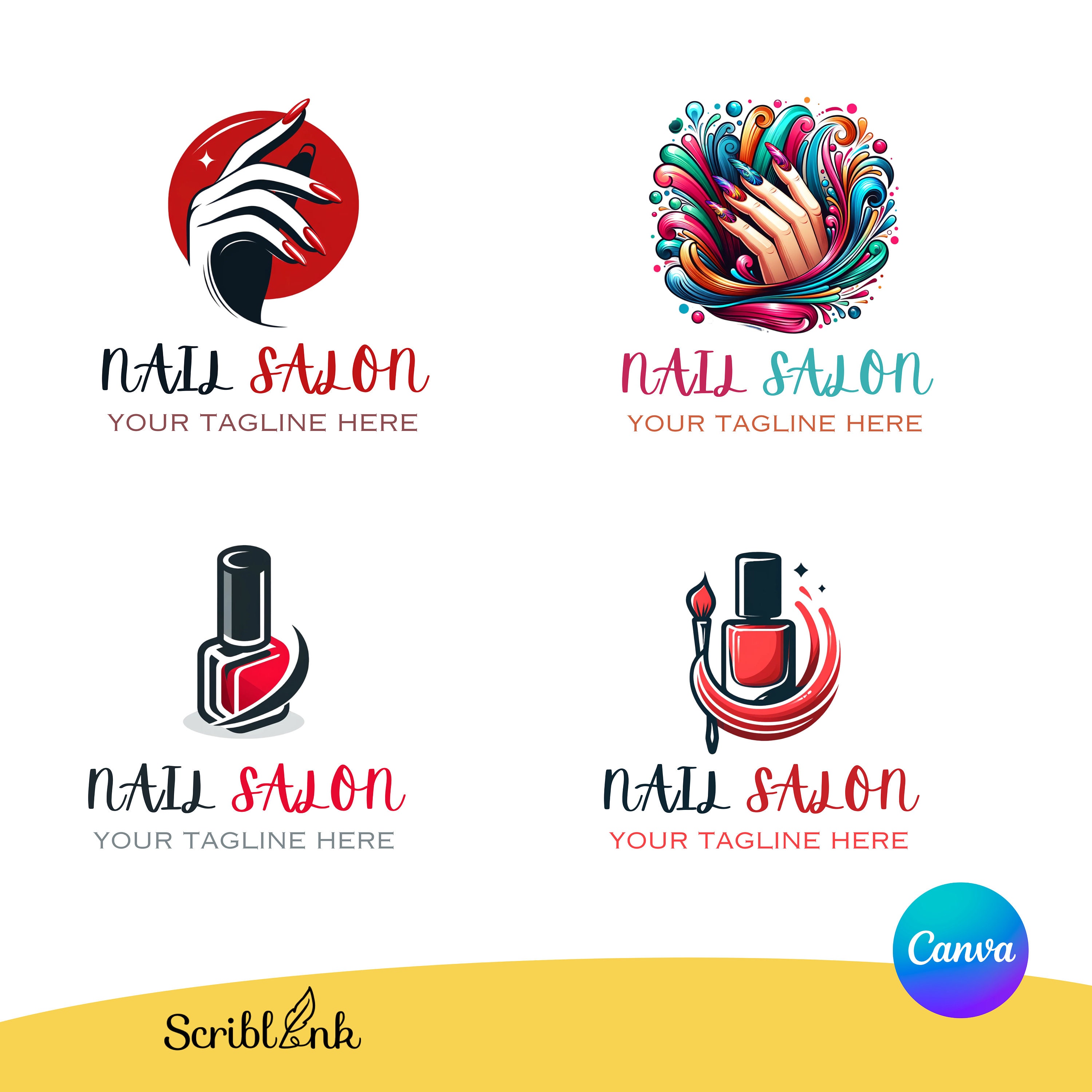 Custom Nail Salon Logo Nail Tech & Nail Artist Logo Design Editable ...