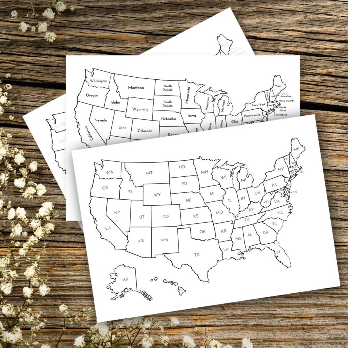 USA Map 4 Styles, Coloring, State Marker, Travel Marker, Roadtrip Plan ...