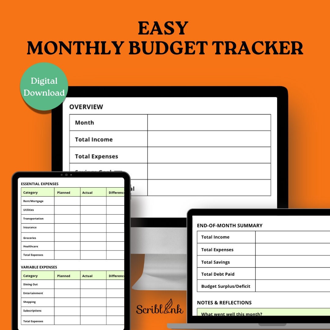 Editable Monthly Budget Tracker: Beginner-friendly Template (digital ...