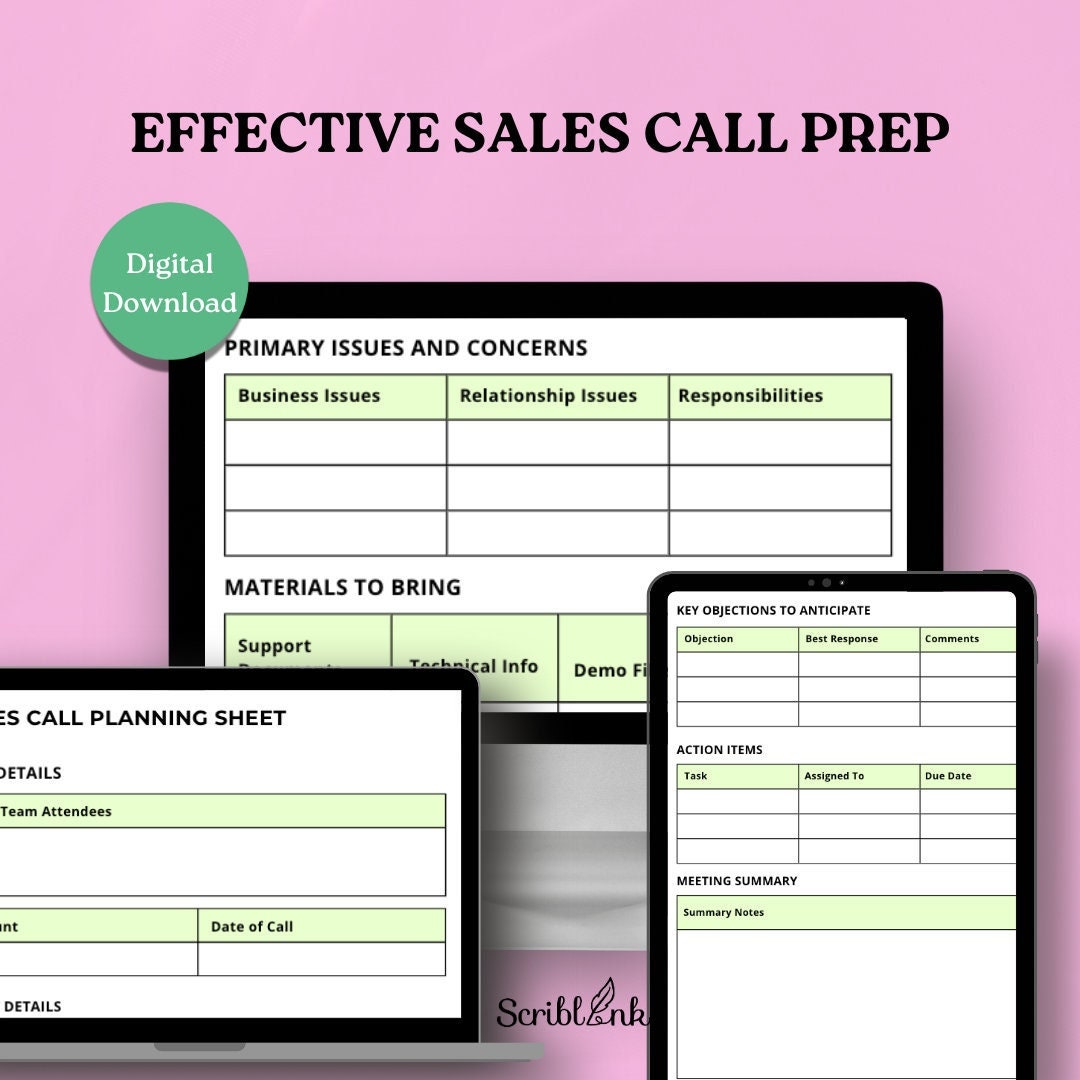 Sales Planner Template Editable Sales Call Log, Daily Sales Goal Activity Tracker, Cold Calling ...