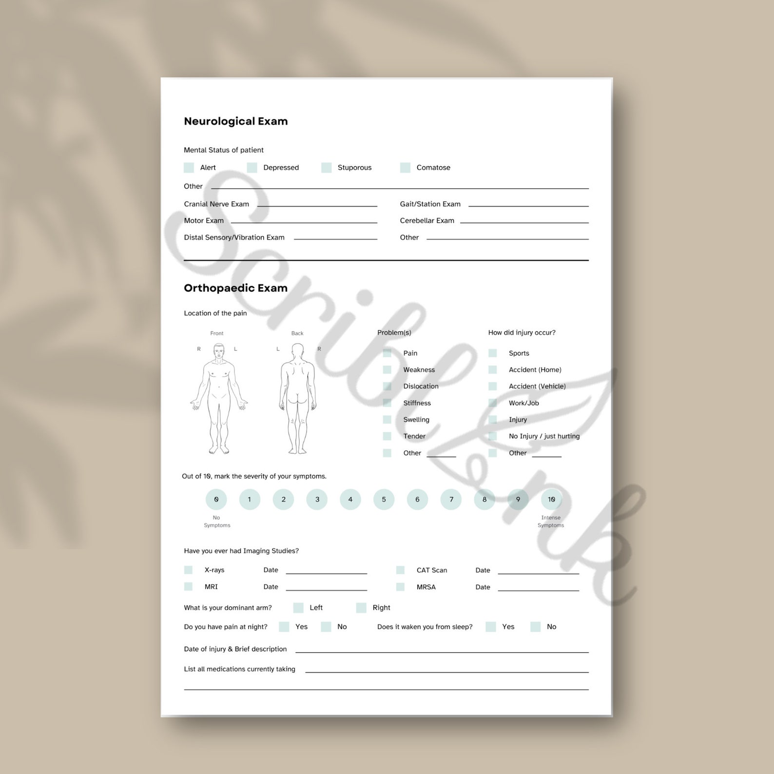 Chiropractic Physical Examination Information/ PDF Canva Template ...