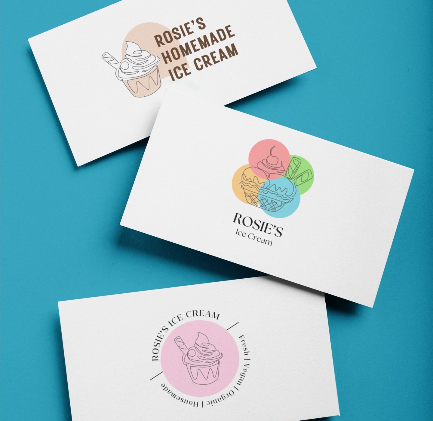 Custom Ice Cream Shop Logo, Canva 6 Editable Ice Cream Logo, Ice Cream ...