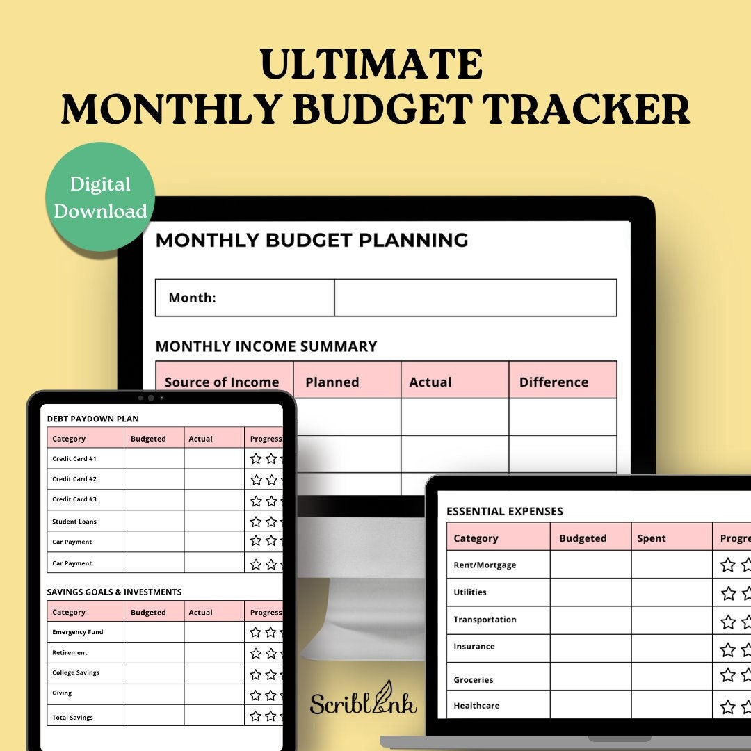 Monthly Budget Tracker - Editable Budget Planner, Google Sheets ...