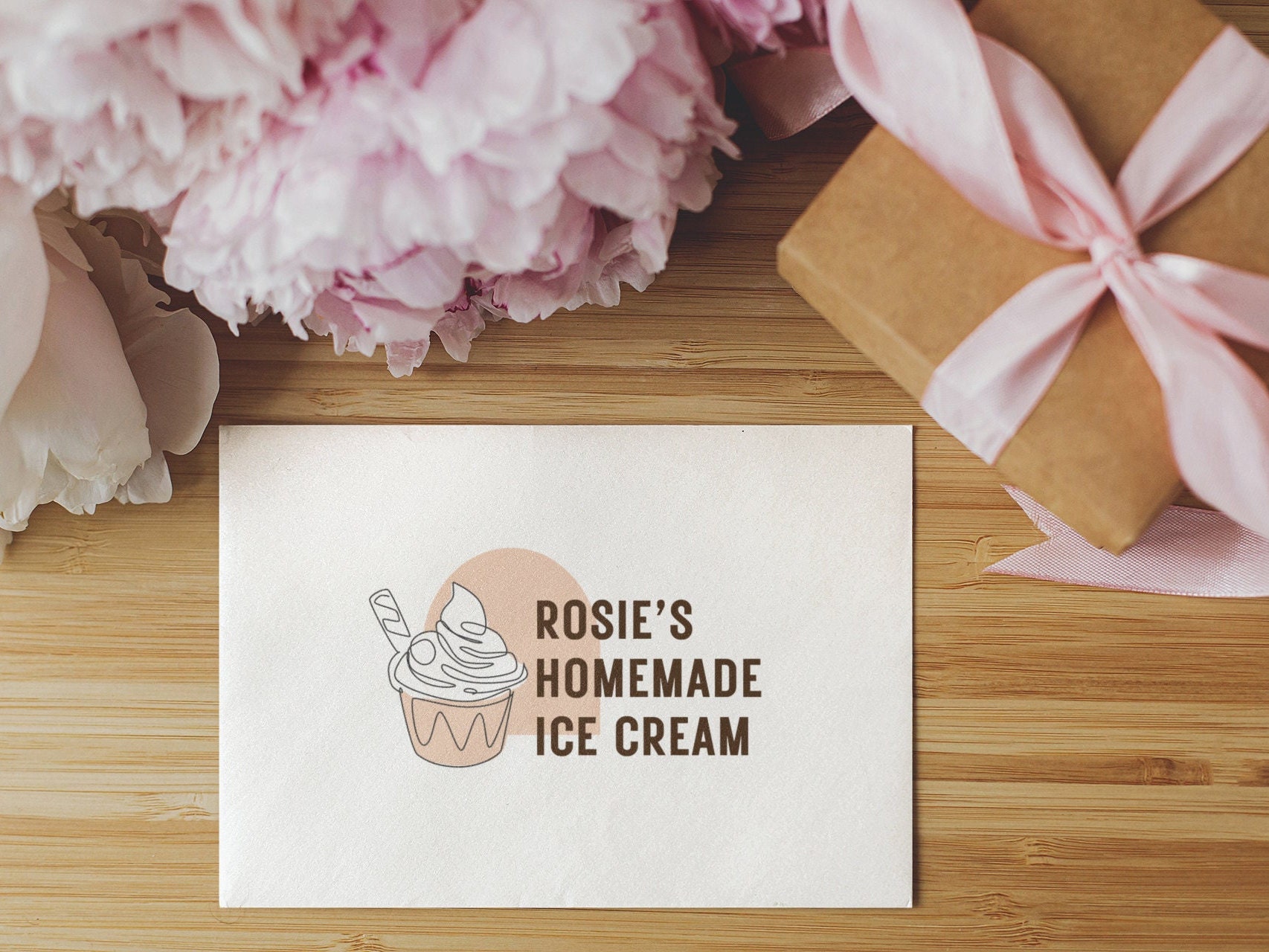 Custom Ice Cream Shop Logo, Canva 6 Editable Ice Cream Logo, Ice Cream ...