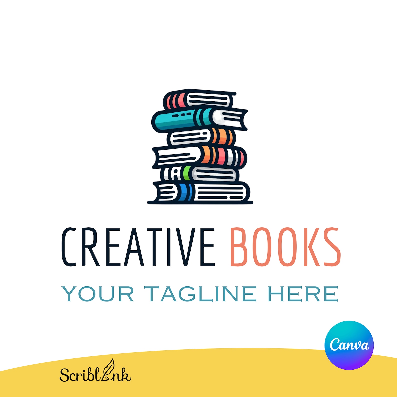 Book Lover Logo PNG Svgs, Canva 6 Editable Library & Author Logos, DIY ...