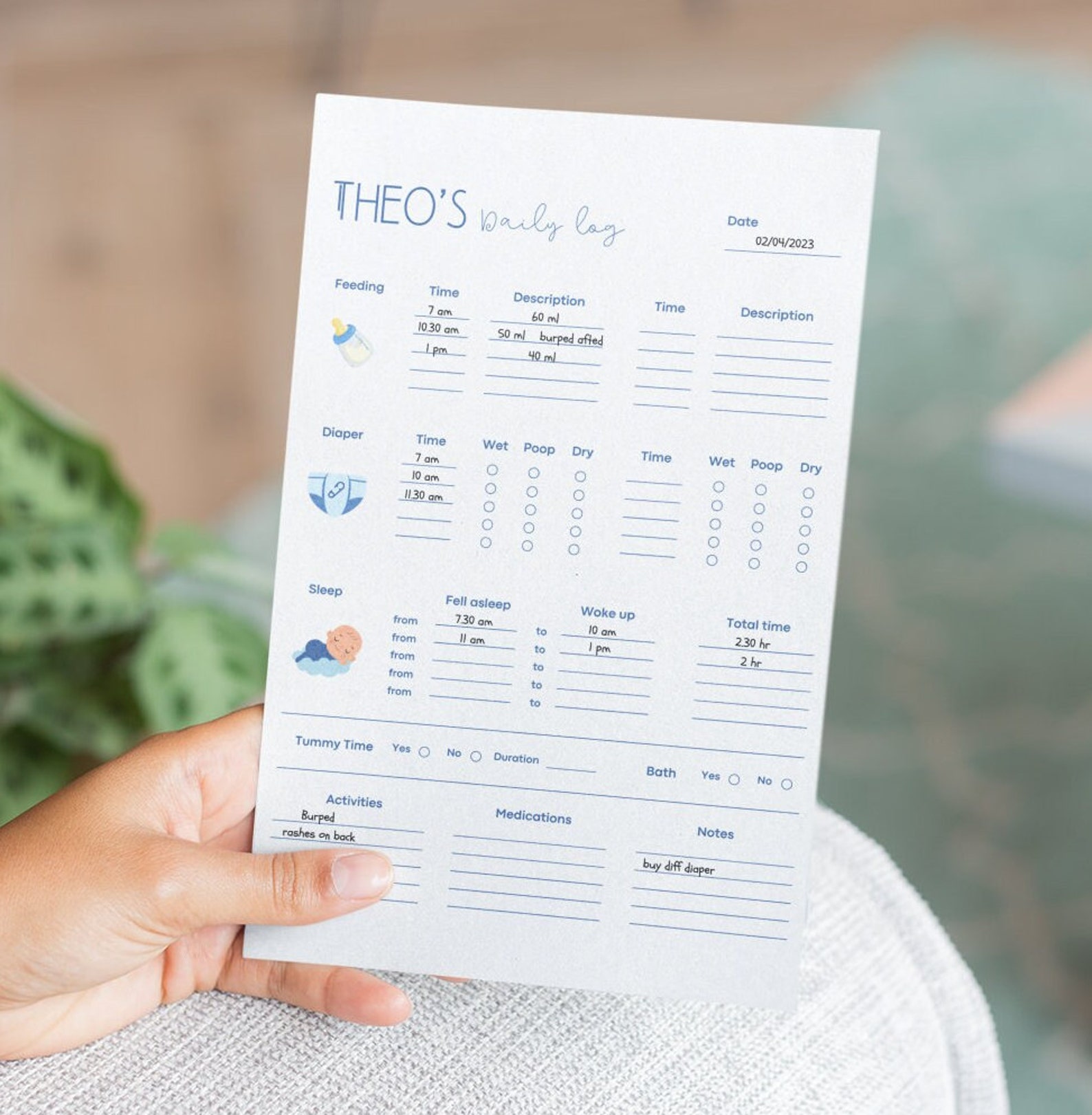 Baby Care Daily Log Canva Template, Baby Report Log, Infant Daily Log ...