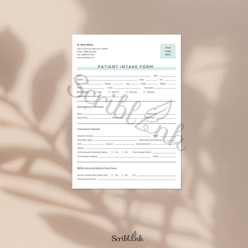 Medical New Patient Information/ History/ PDF Canva Template ...