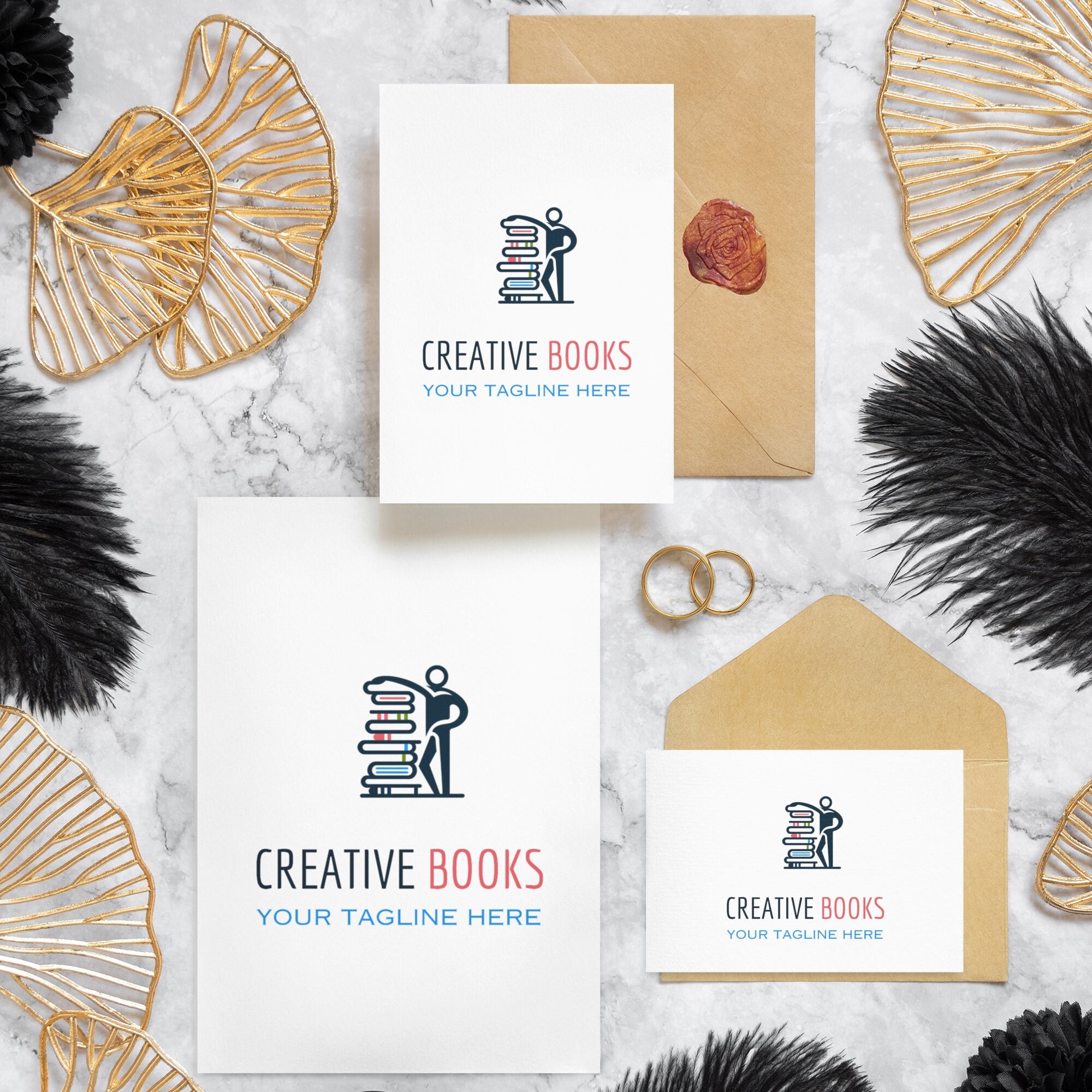 Custom Book Logo Designs for Librarians & Readers Canva 6 Editable ...