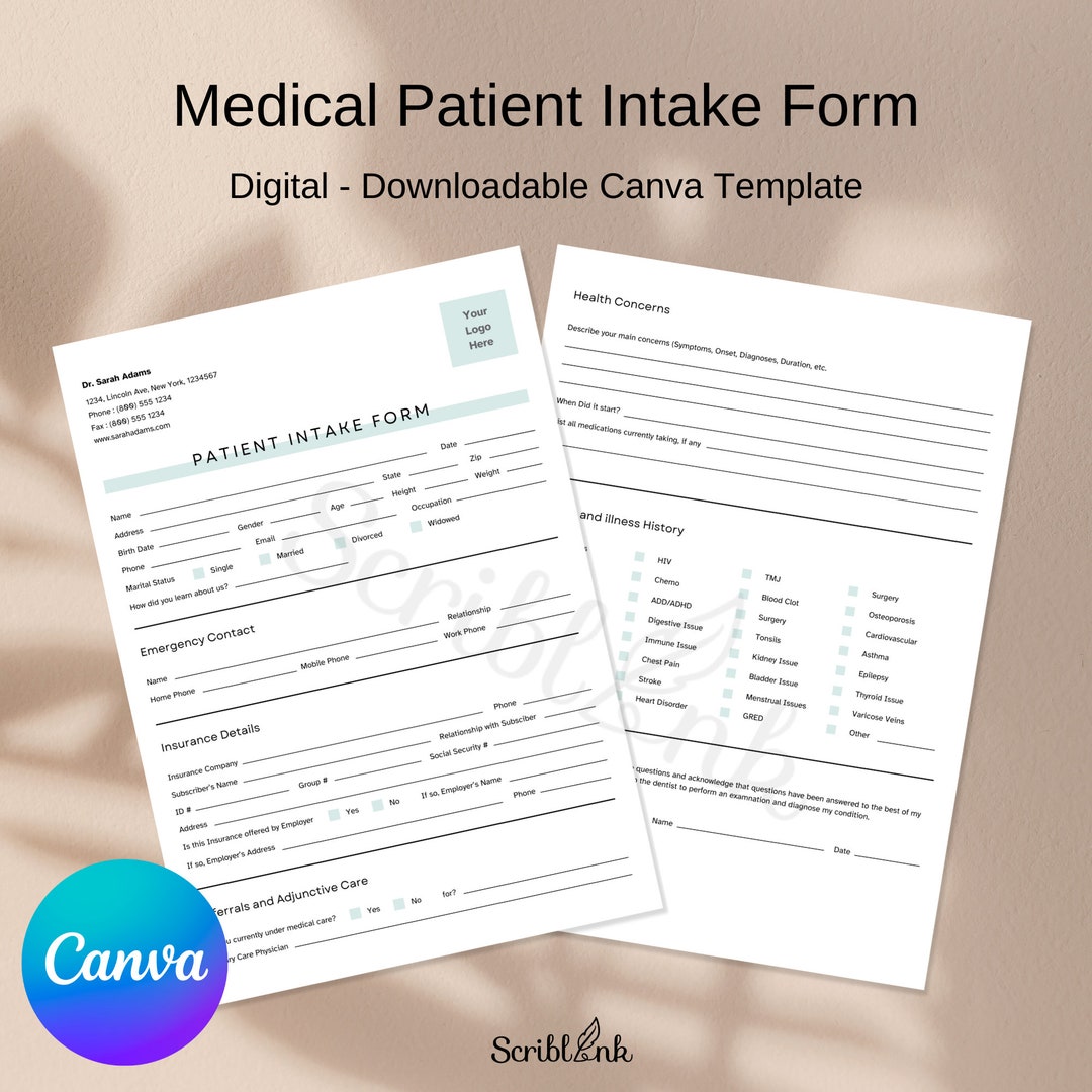 Medical New Patient Information Medical History PDF Canva Template ...
