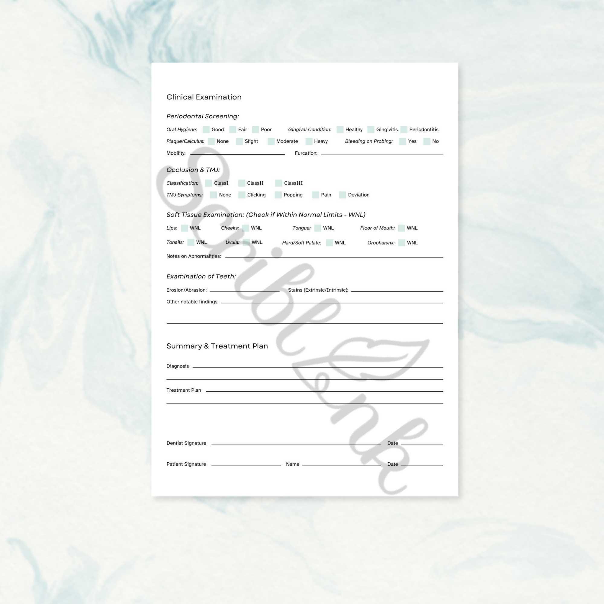 Dental Examination Form Canva Template, Downloadable Dental Clinic ...