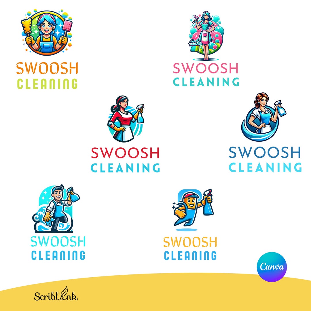 Custom Cleaning Service Logos, Canva 6 Editable Editable Housekeeping ...