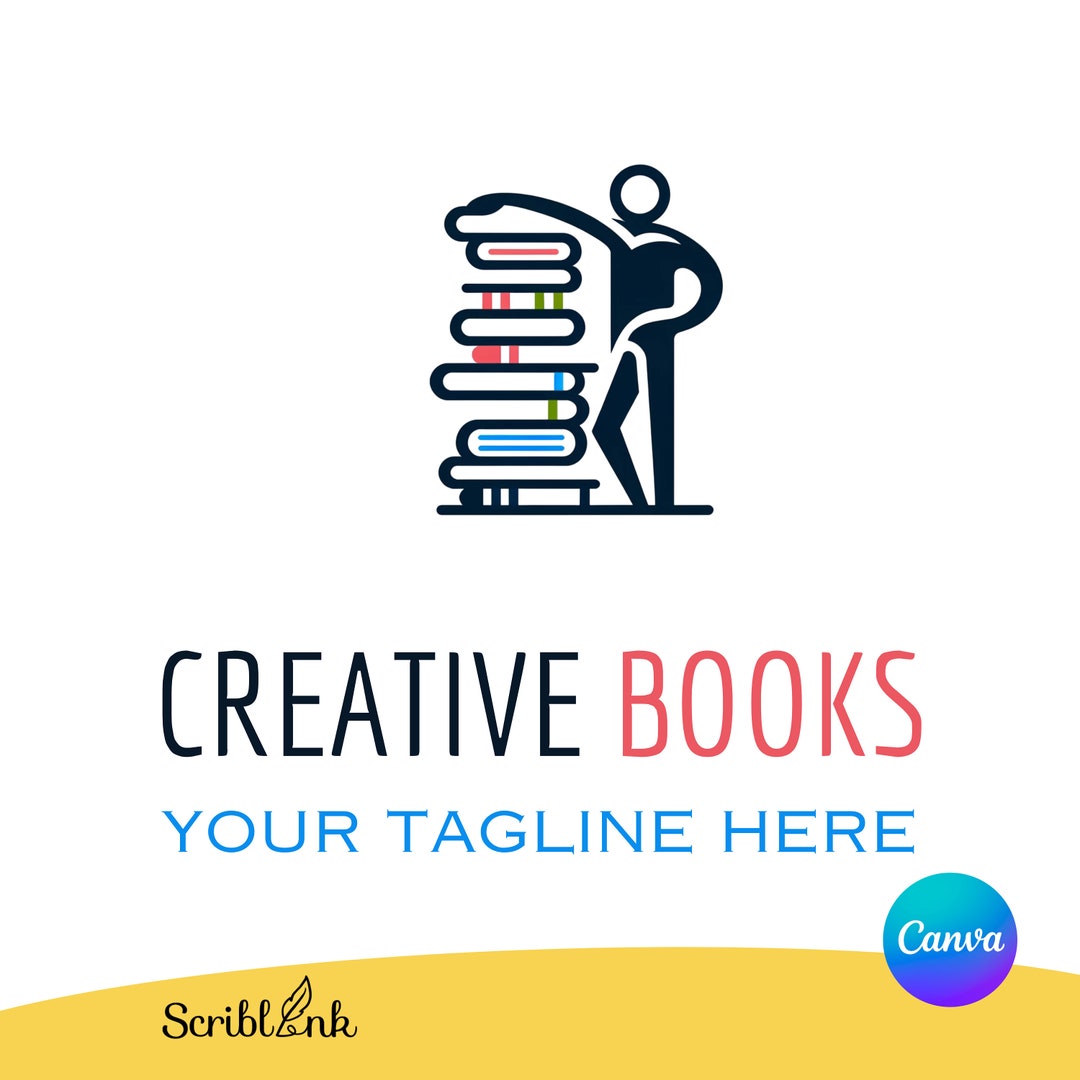 Custom Book Logo Designs for Librarians & Readers Canva 6 Editable ...