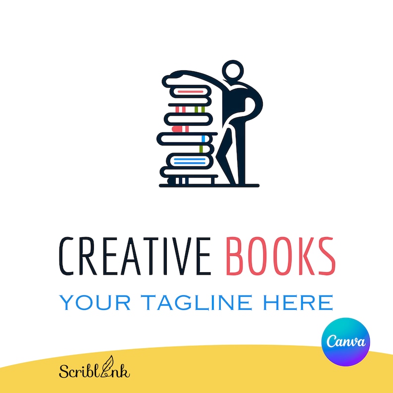 Custom Book Logo Designs for Librarians & Readers Canva 6 Editable ...