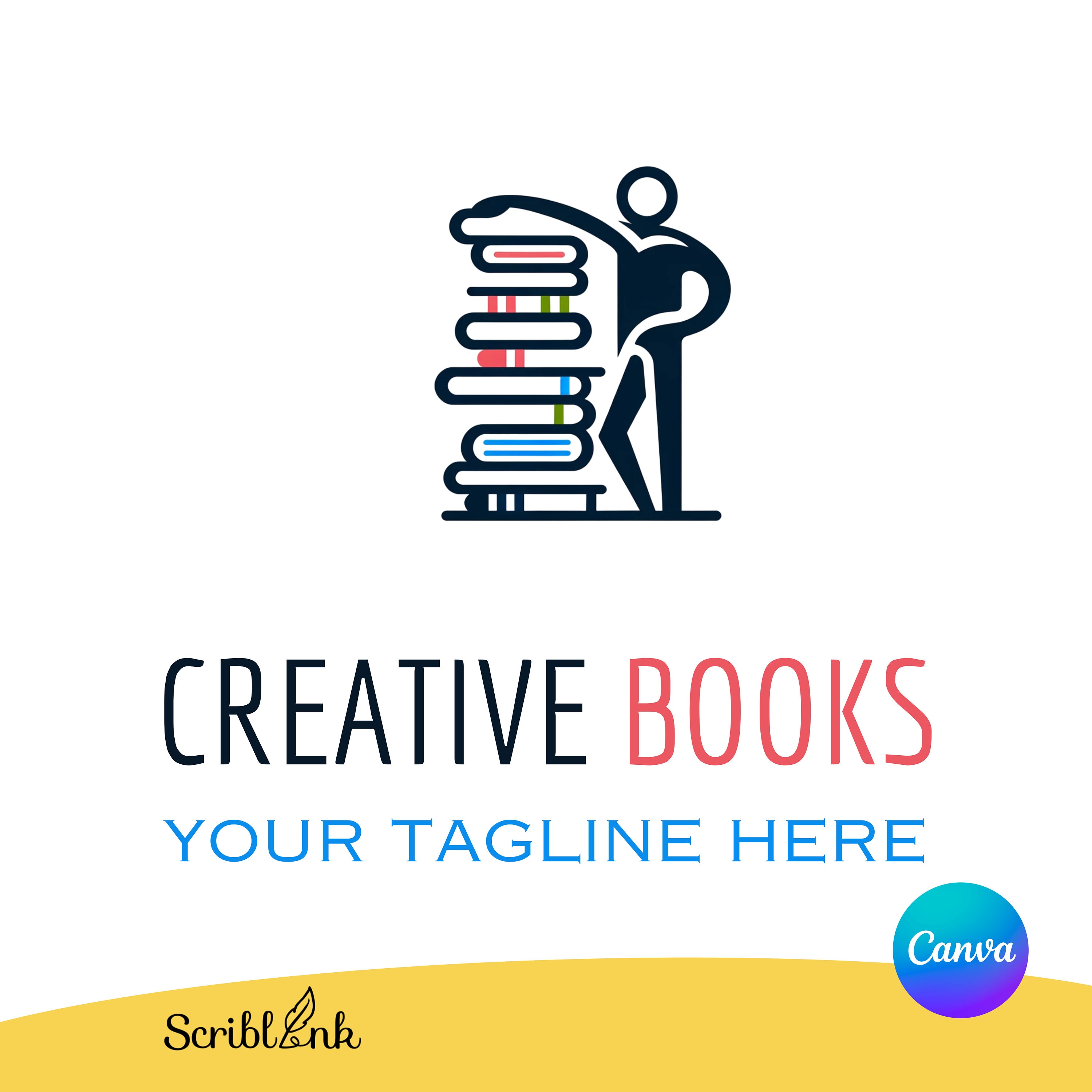 Custom Book Logo Designs for Librarians & Readers Canva 6 Editable ...