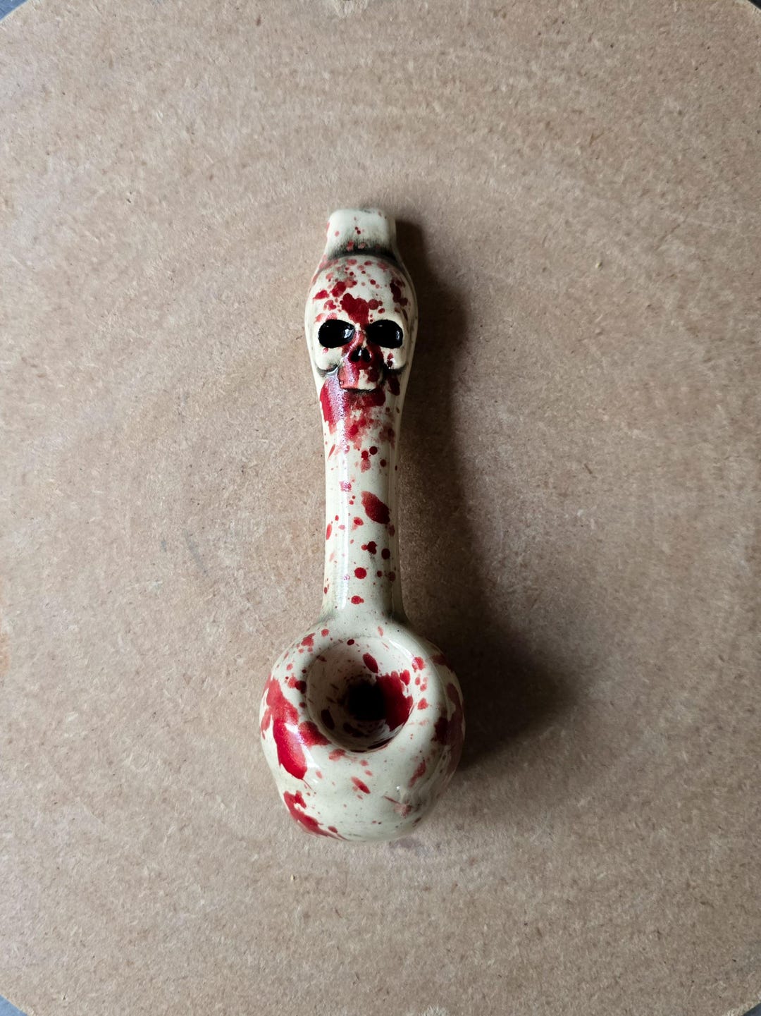 Bloody Splatter Skull Pipe, Skull Pipe, Red Pipe, White Pipe, Horror ...