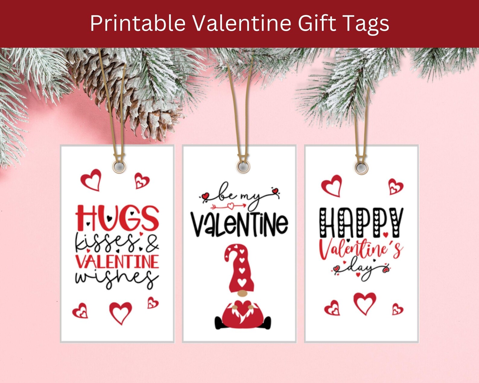 Printable Valentine Gift Tags, Treat Tags, Happy Valentine's Day ...