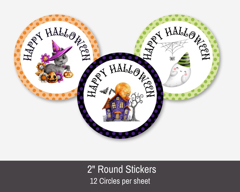 Printable Halloween Labels, Trick or Treat Bag Sticker Labels ...