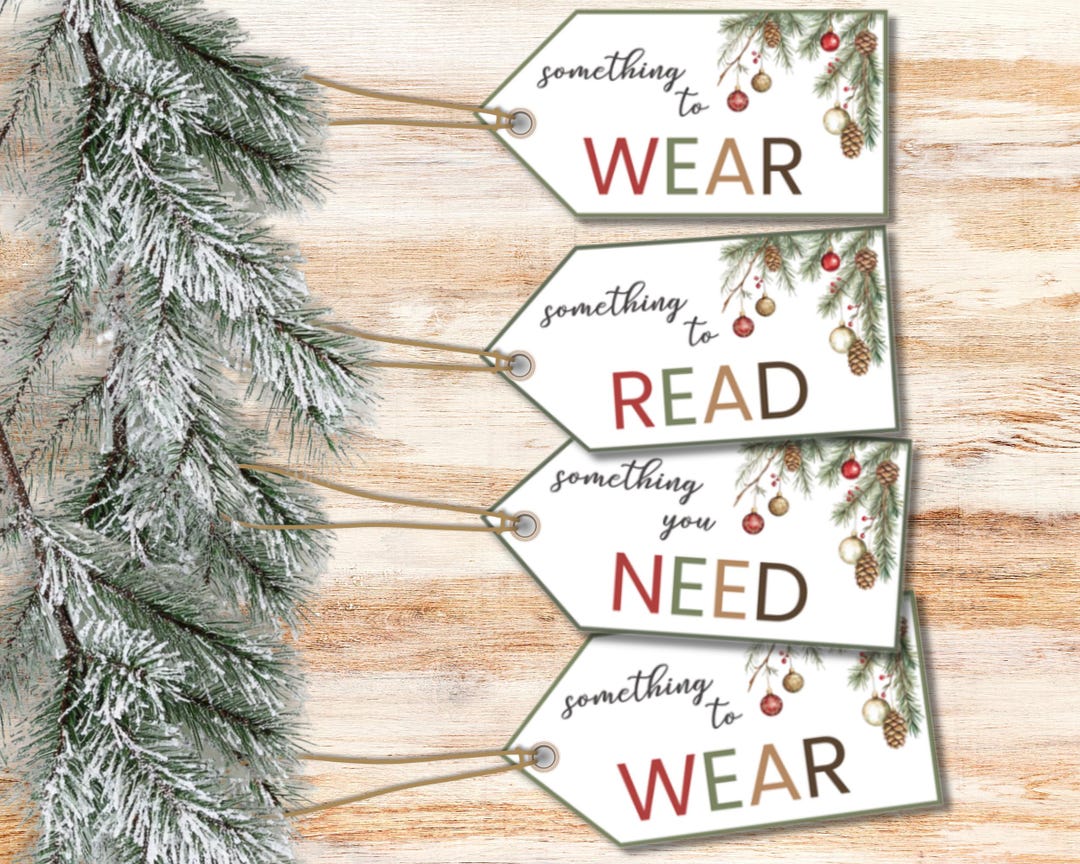 Something You Gift Tags, Want, Wear, Need, Read, Share, Eat, Create ...