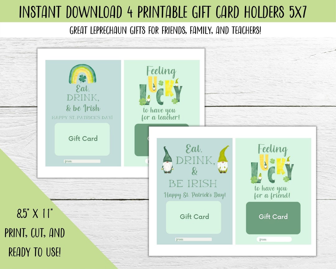 Instant Download | Printable St. Patrick's Day Gift Card Holder for ...
