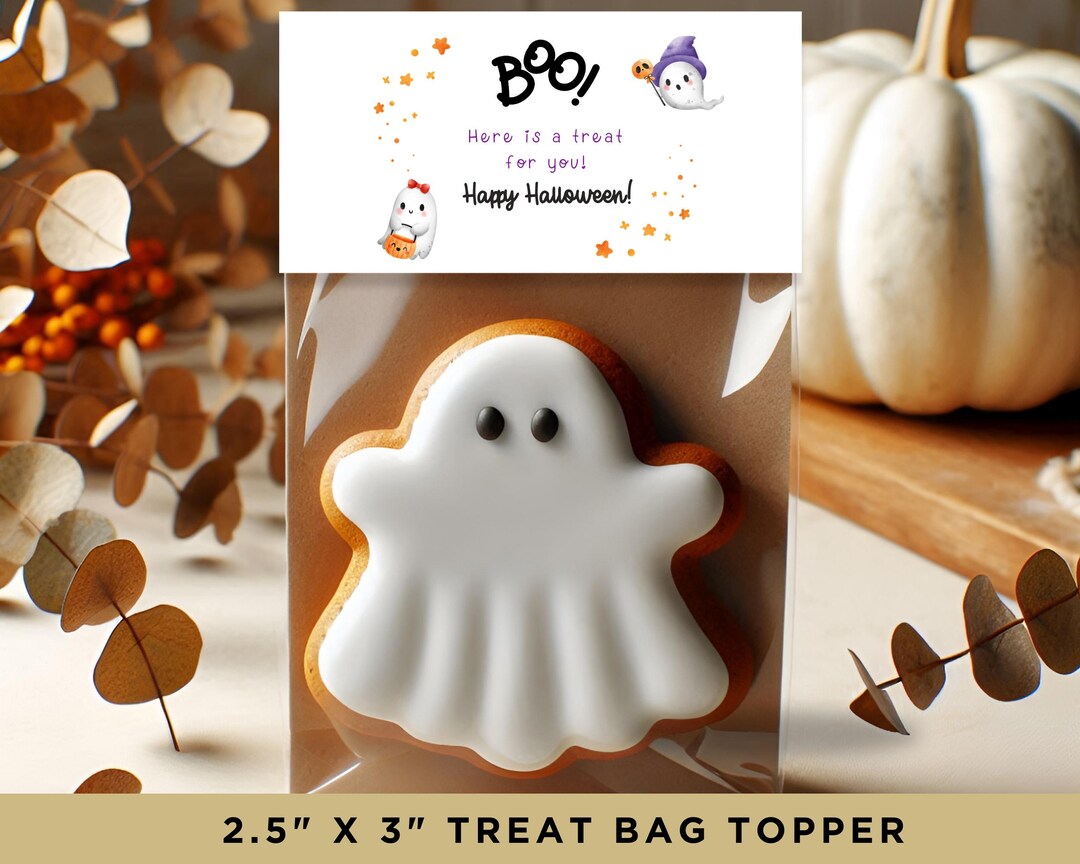 Printable Boo! Treat Bag Topper, Candy Bag, Cookie Bag, Happy Halloween ...