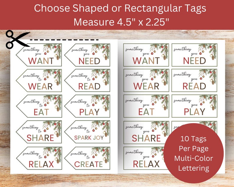 Something You Gift Tags, Want, Wear, Need, Read, Share, Eat, Create ...