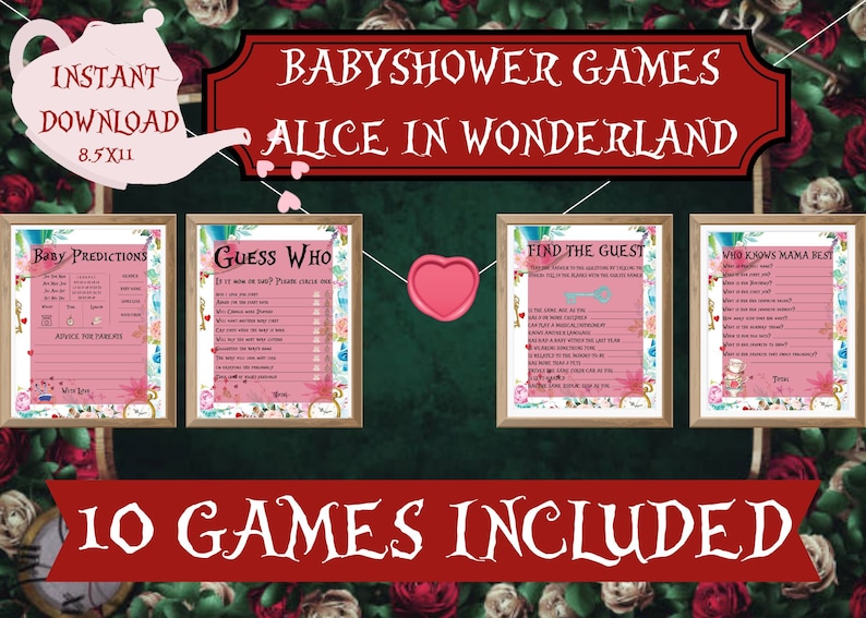 Alice in Wonderland Baby Shower Games - Etsy