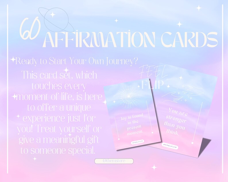 60 Affirmation Cards Digital Download Mindfulness Affirmations Deck ...