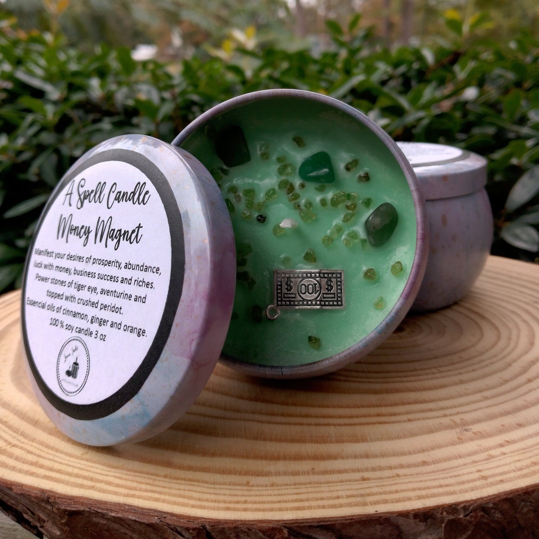 Draw Money & Prosperity Crystal Money Magnet Candle, Luck and Abundance ...