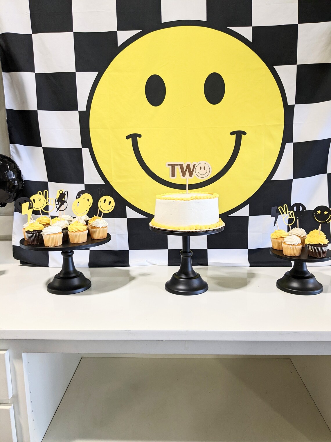 Smiley Face Cake Topper Two Rad Retro Birthday Theme - Etsy