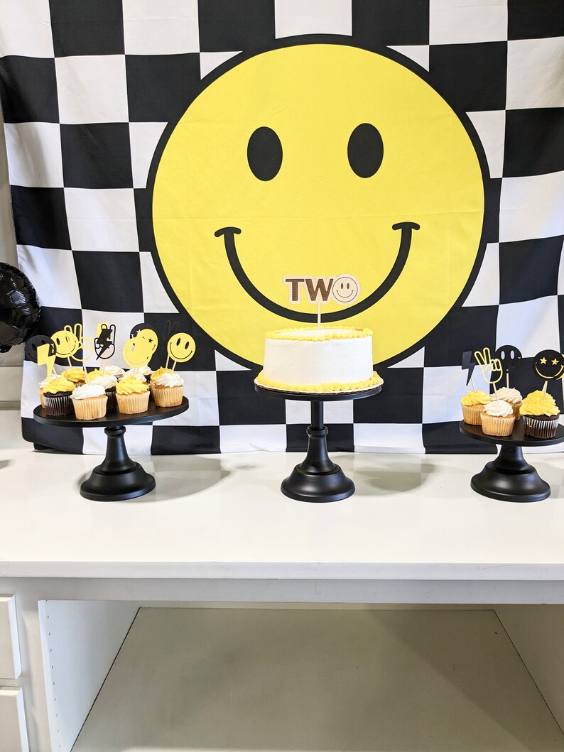 Smiley Face Cake Topper Two Rad Retro Birthday Theme - Etsy