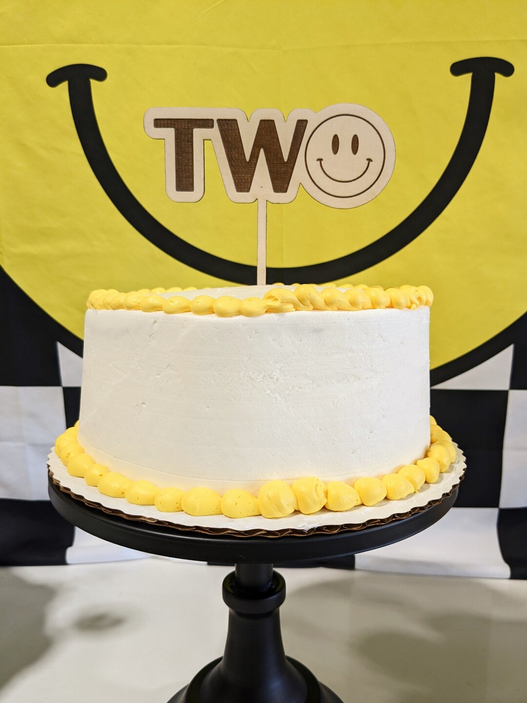 Smiley Face Cake Topper Two Rad Retro Birthday Theme - Etsy