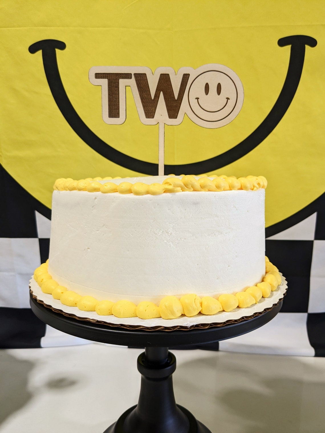 Smiley Face Cake Topper Two Rad Retro Birthday Theme - Etsy