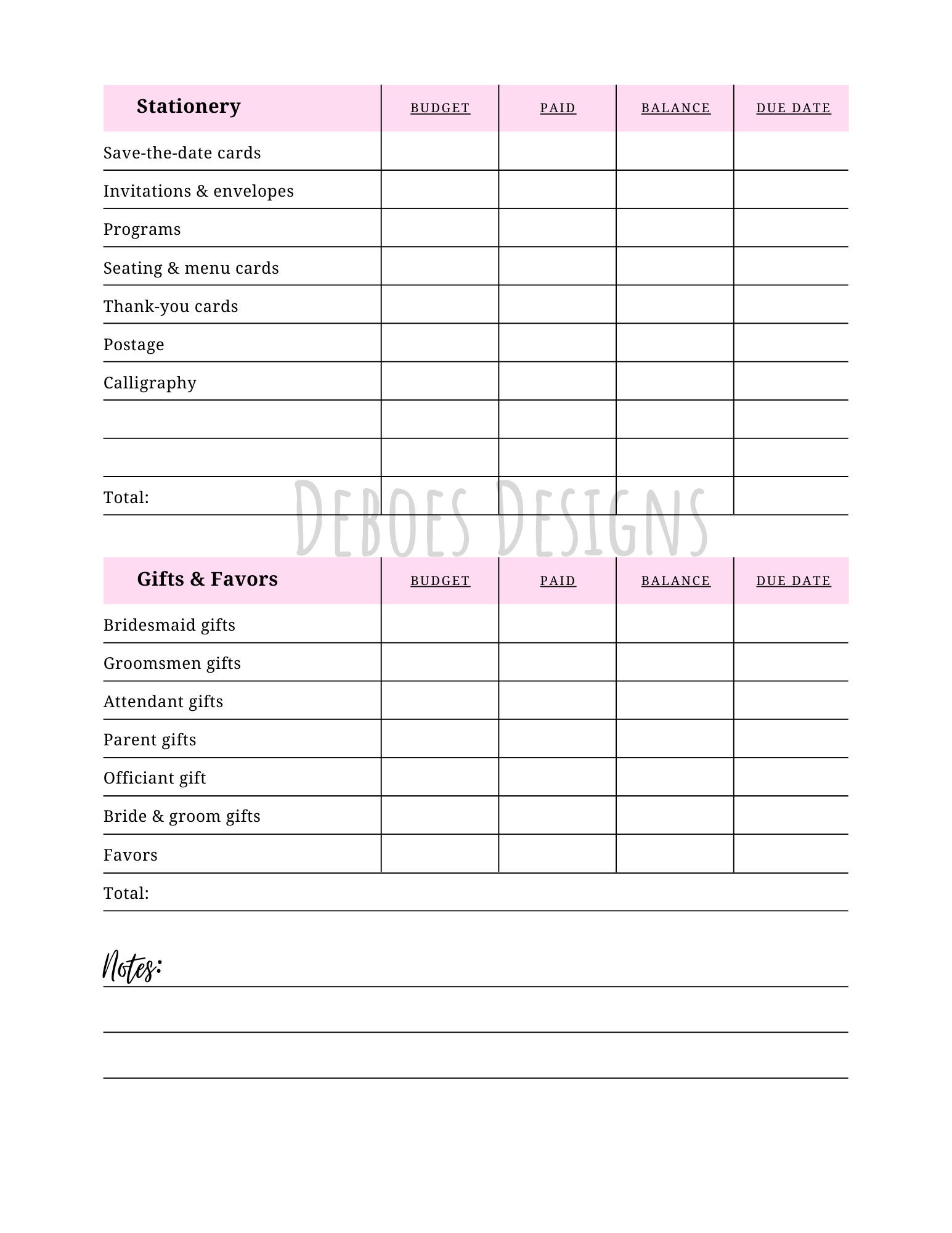 4 Page Printable Wedding Budget Tracker Checklist , Wedding Planning ...