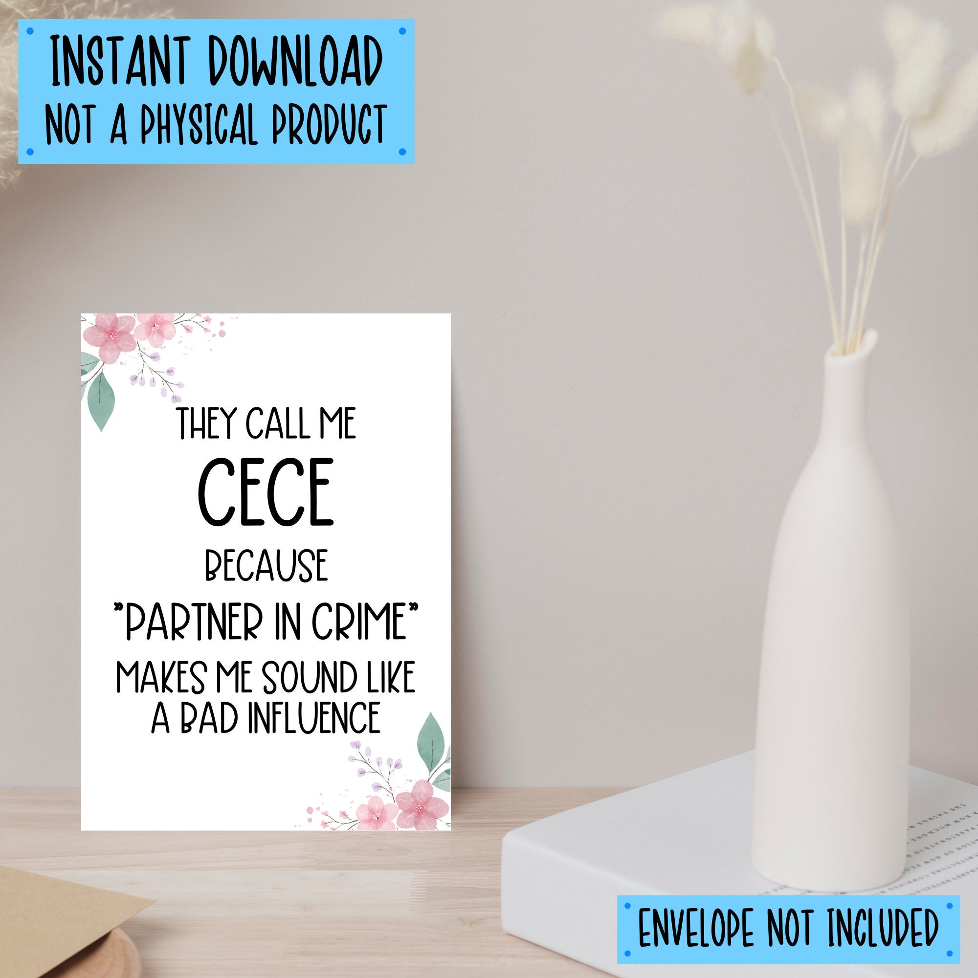 Cece Printable Card, Printable Card for Cece, Funny Cece Card, Cece ...