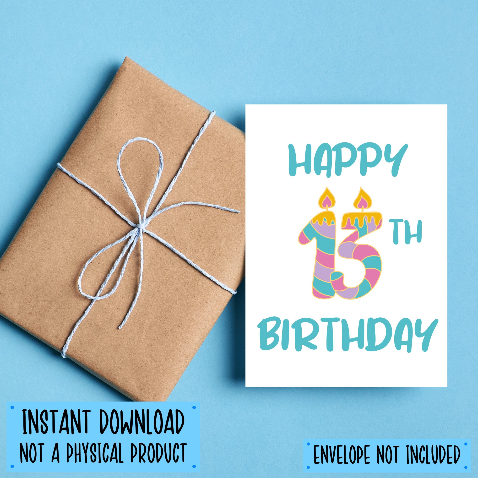 13th Birthday Card Printable, Downloadable 13th Birthday Card, 13th ...