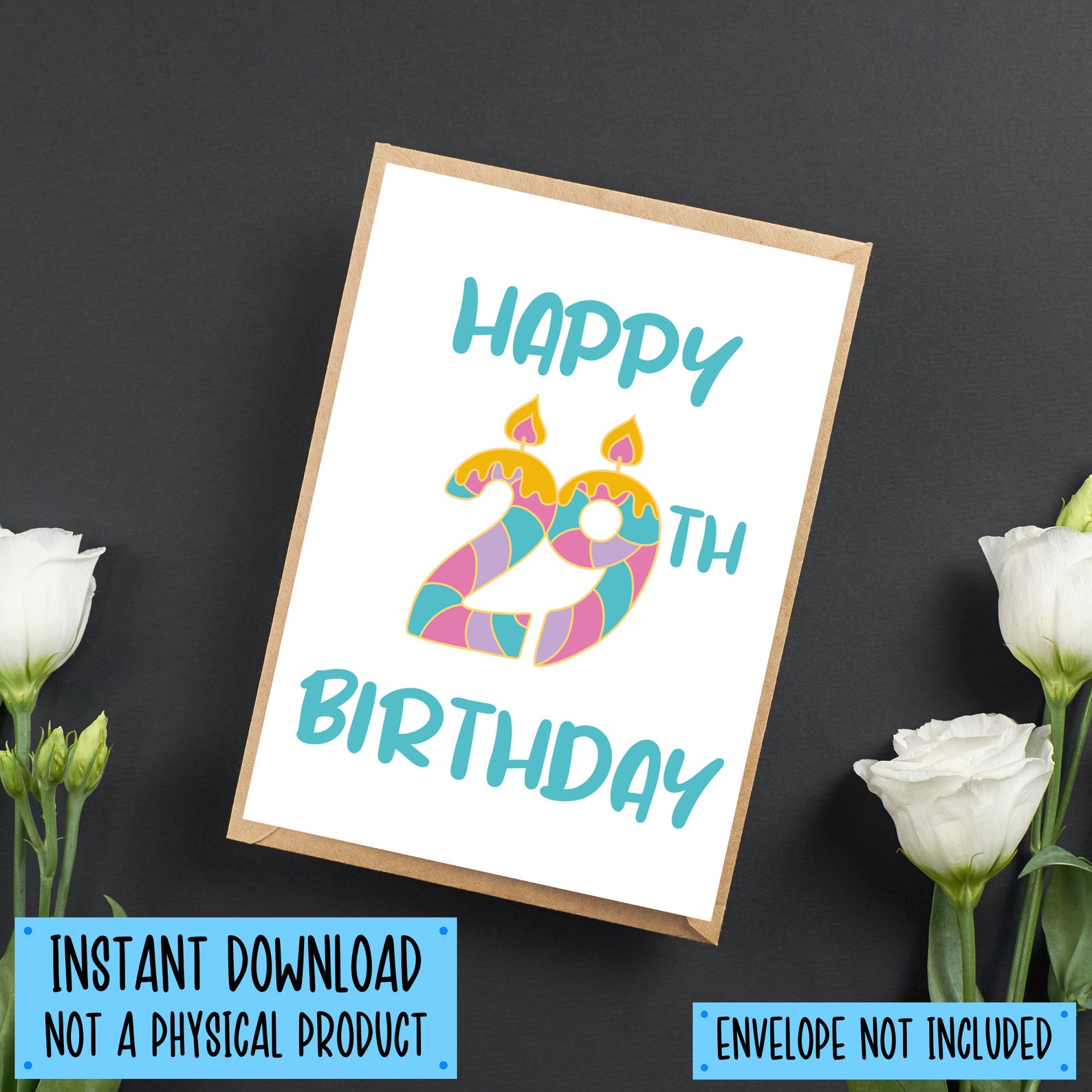 29th Birthday Card Printable Downloadable 29th Birthday Card - Etsy