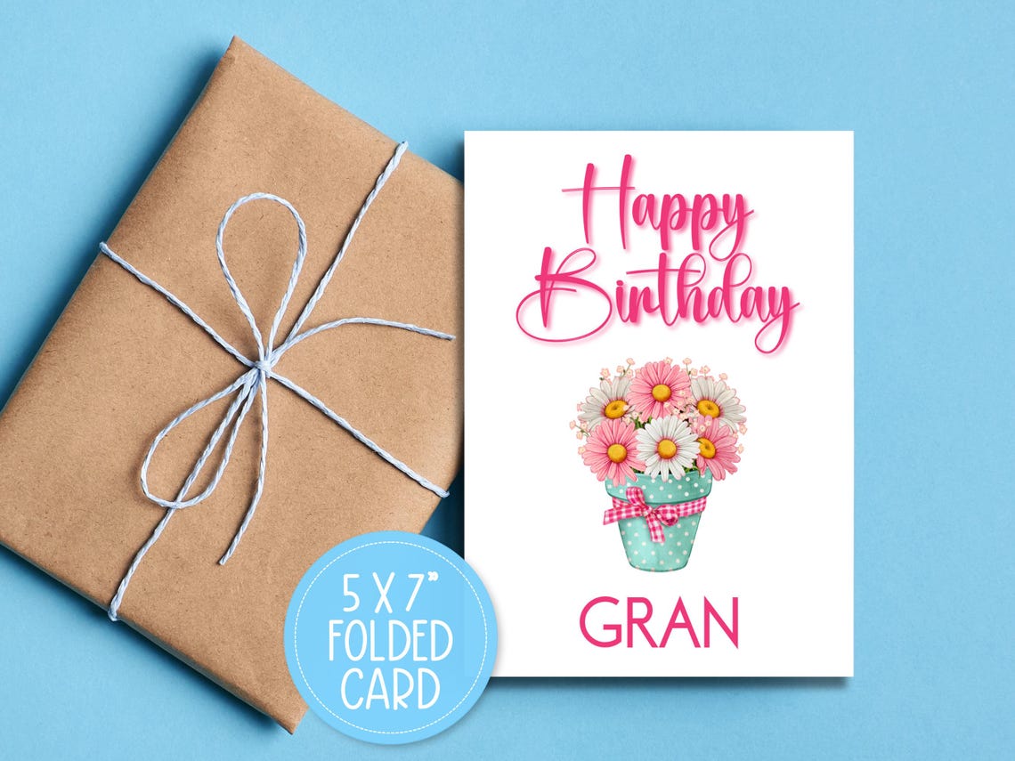 Gran Birthday Card Printable, Happy Birthday Gran Card, Downloadable ...