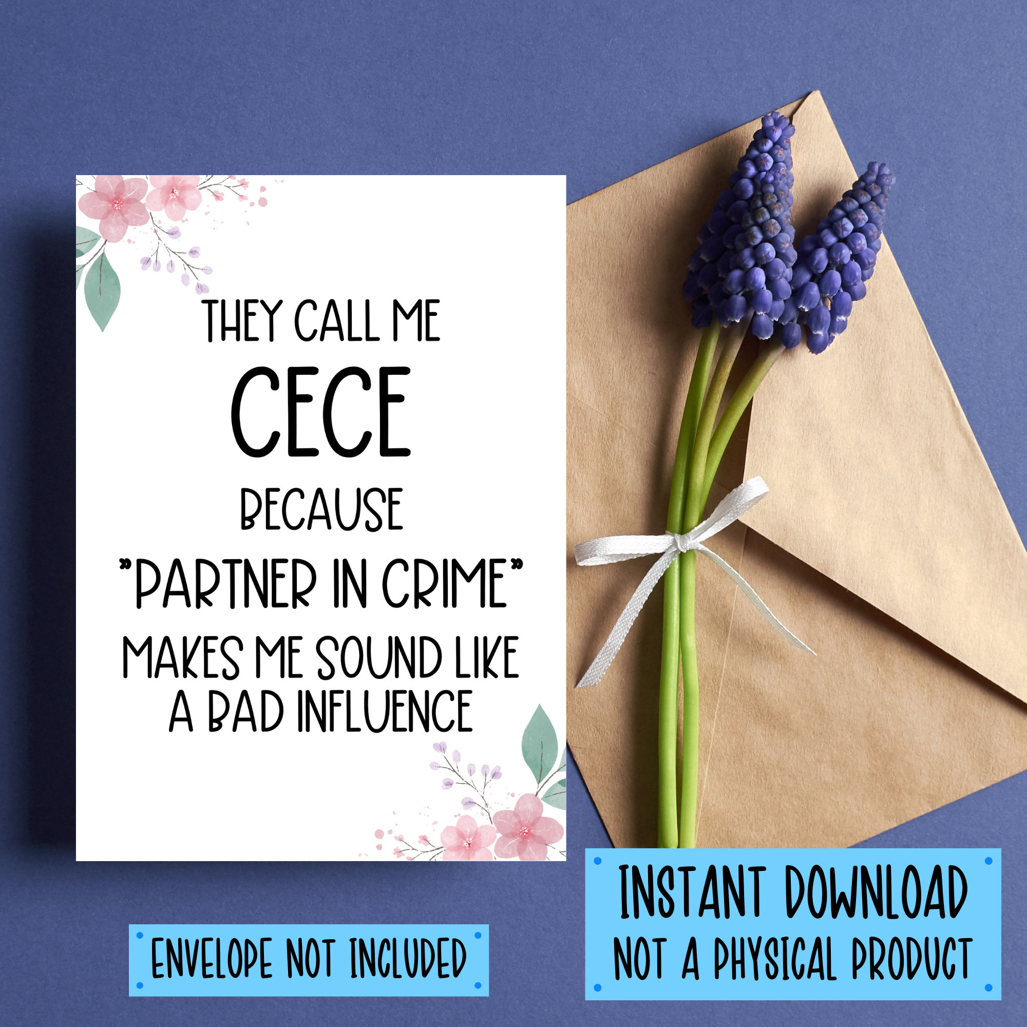 Cece Printable Card, Printable Card for Cece, Funny Cece Card, Cece Birthday Card, Instant ...