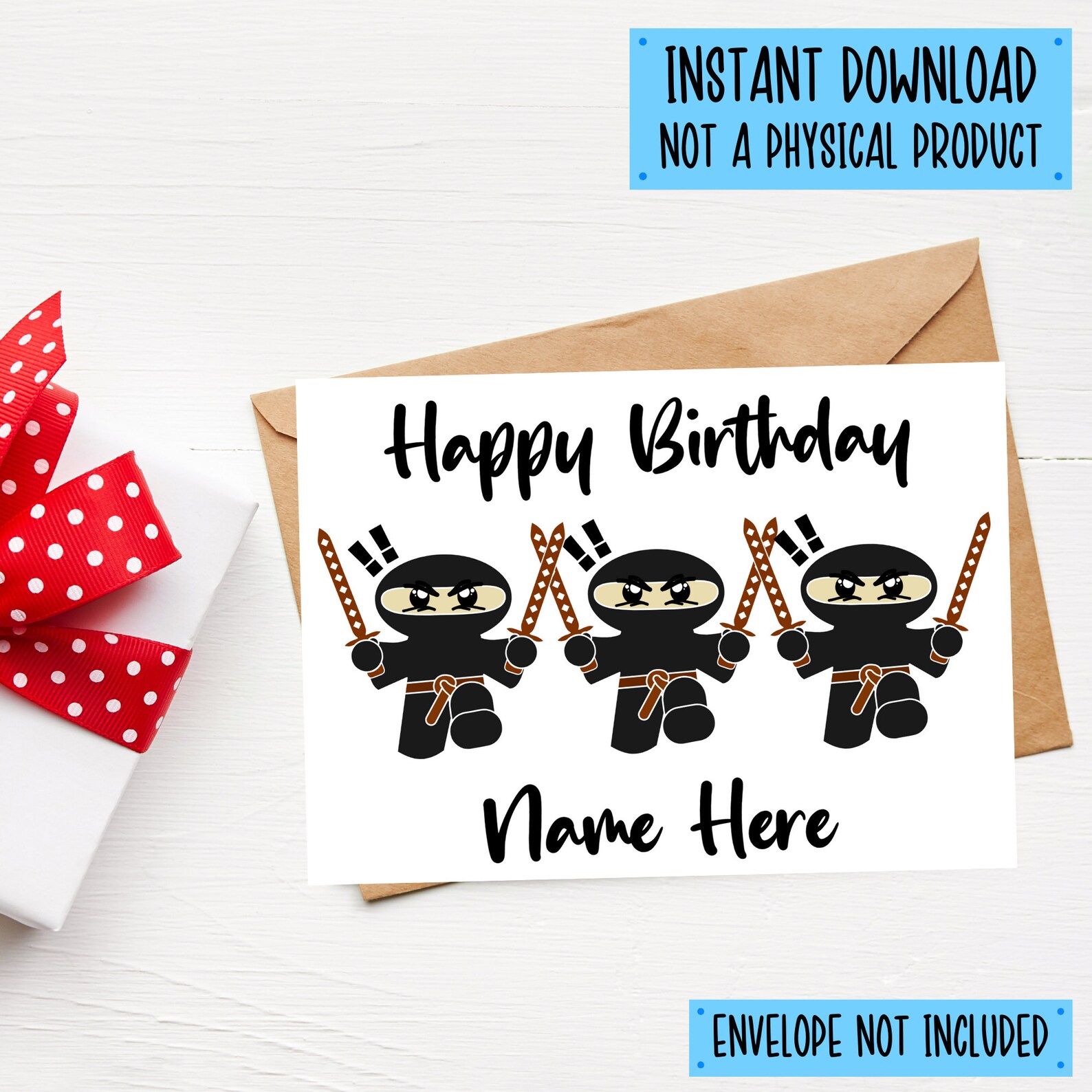 Printable Ninja Birthday Card Ninja Birthday Card - Etsy