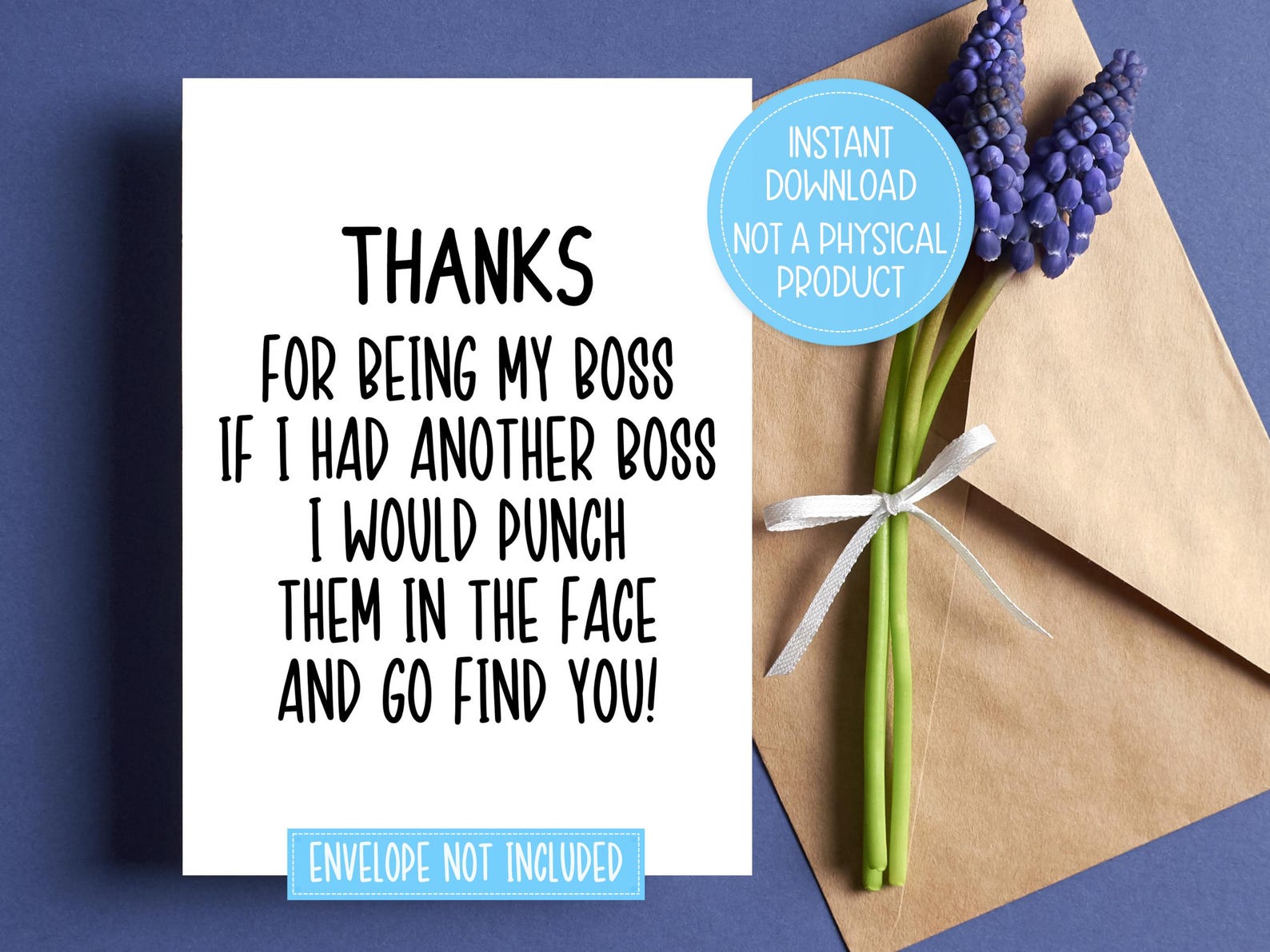 Thank You Boss Card - Boss Card Printable, Funny Downloadable Boss Card ...
