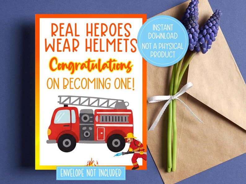 New Firefighter Card Printable, Firefighter Congratulations Card, New ...