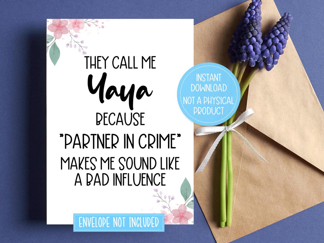 Yaya Card Printable, Printable Card for Yaya, Funny Yaya Card, Yaya ...