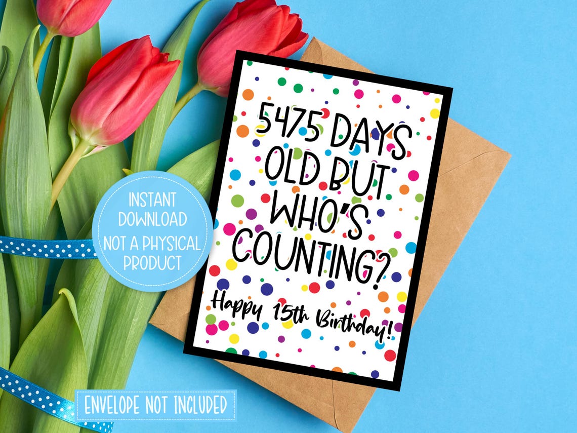 15 Yr Old Birthday Card Printable, 15th Birthday Card for Boy, 15 ...