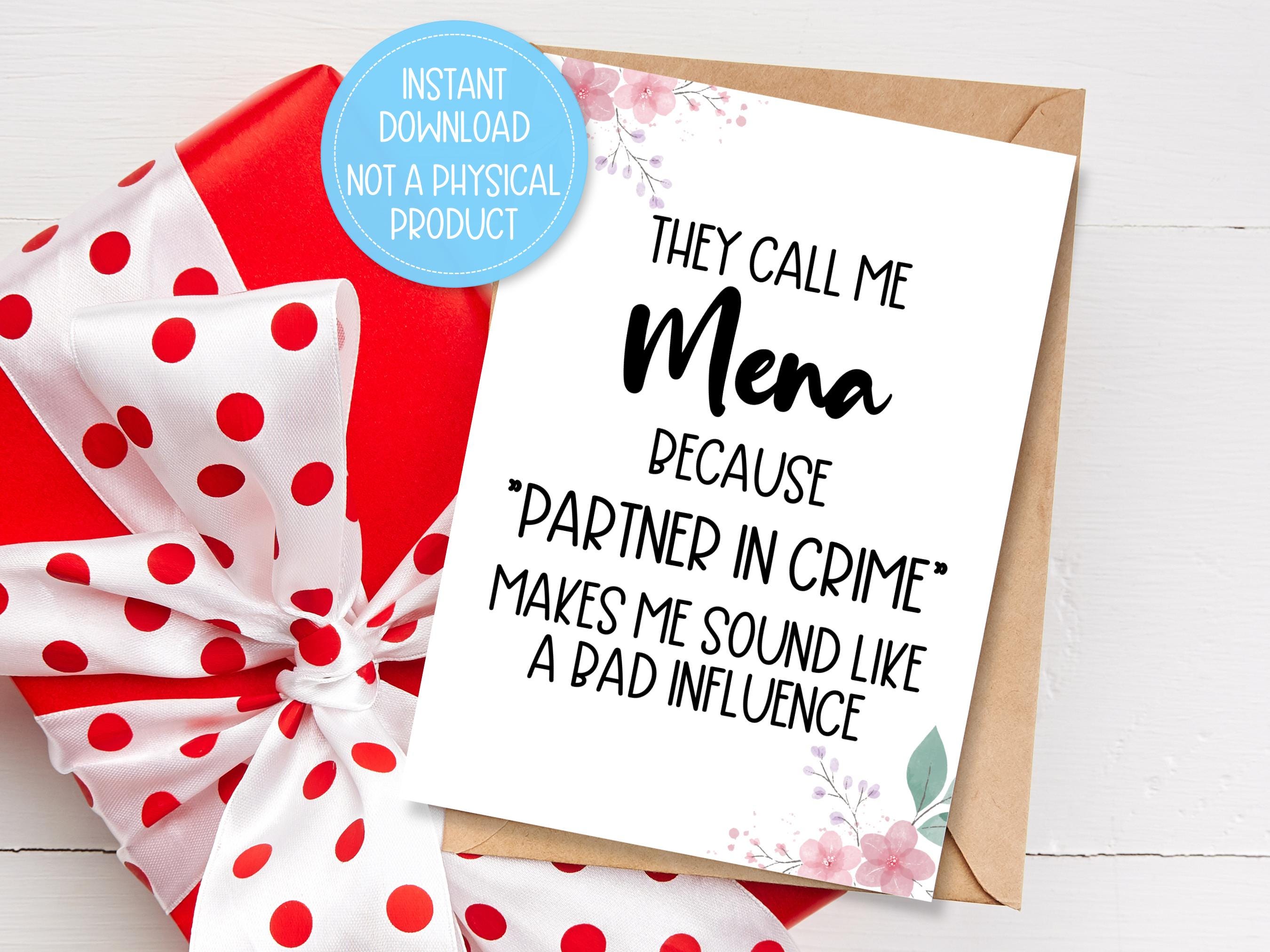 Mena Printable Card, Printable Card for Mena, Funny Mena Card, Mena ...